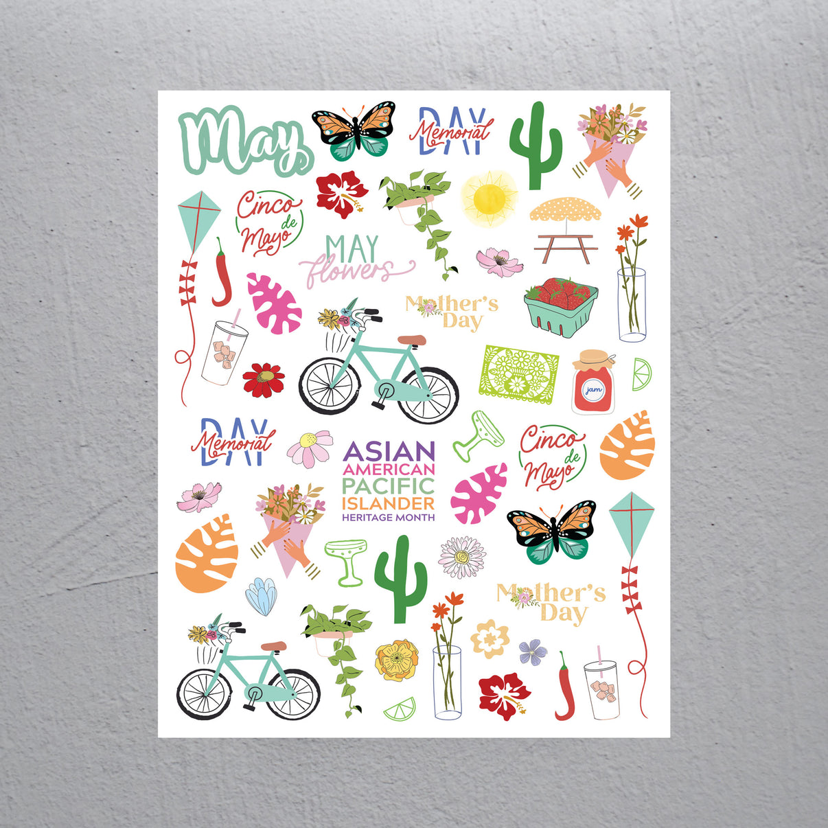 May Stickers - Assorted Monthly Themed Stickers - Colibri Paper Co