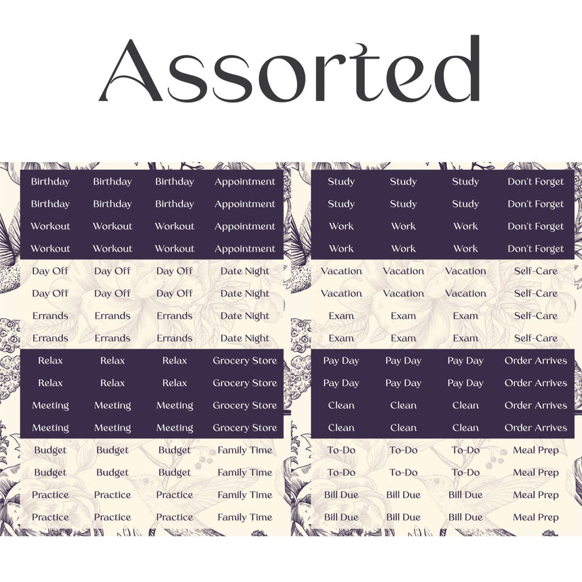 Assorted Text Sticker Sheets for Planners - Colibri Paper Co