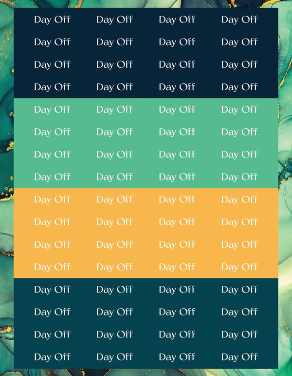 Day Off Word Stickers - "Day Off" Sticker Sheets - Colibri Paper Co